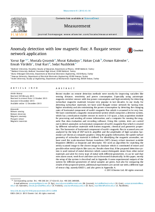 (PDF) Anomaly detection with low magnetic flux: A fluxgate sensor ...