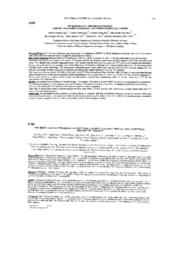 (PDF) The first clinical experience of IORT with a mobile electron ...