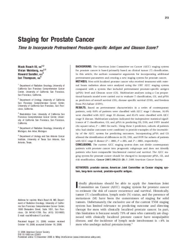(PDF) Staging for prostate cancer