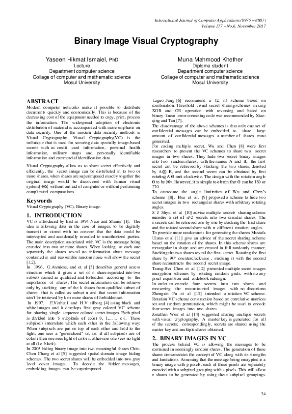 (PDF) Binary Image Visual Cryptography
