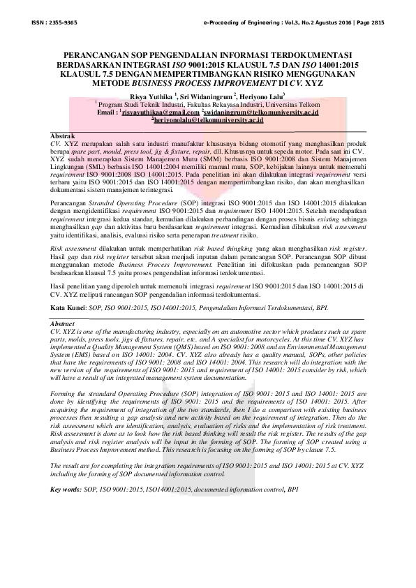 (PDF) Perancangan Sop Pengendalian Informasi Terdokumentasi Berdasarkan ...