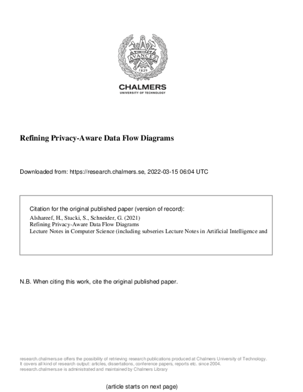 (PDF) Refining Privacy-Aware Data Flow Diagrams
