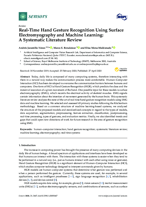 (PDF) Real-Time Hand Gesture Recognition Using Surface Electromyography ...