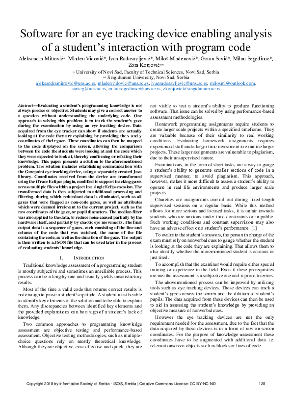 (PDF) Software for an eye tracking device enabling analysis of a ...