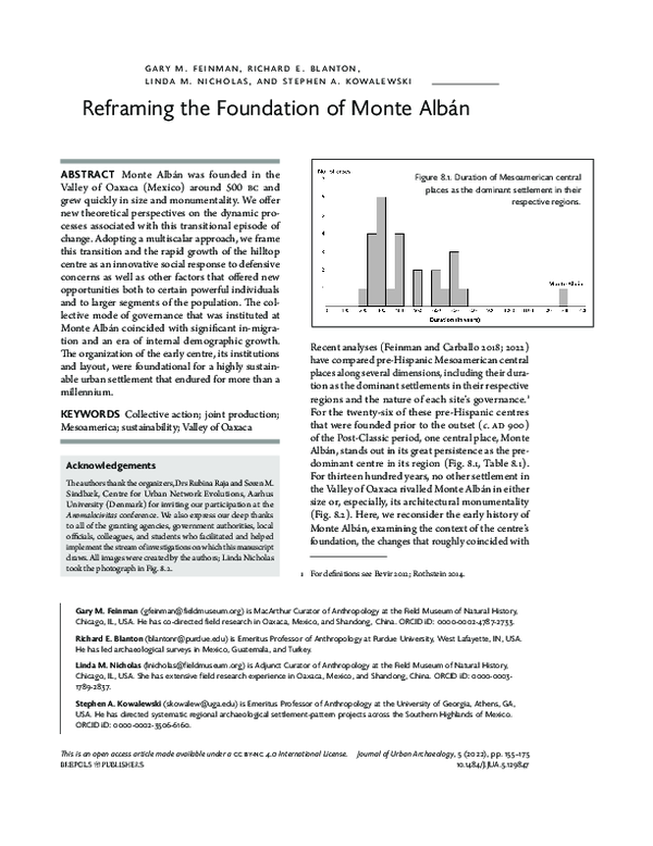 (PDF) Reframing the Foundation of Monte Albán (Gary M. Feinman, Richard ...