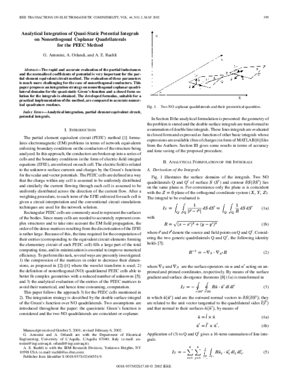 (PDF) Analytical integration of quasi-static potential integrals on nonorthogonal coplanar ...