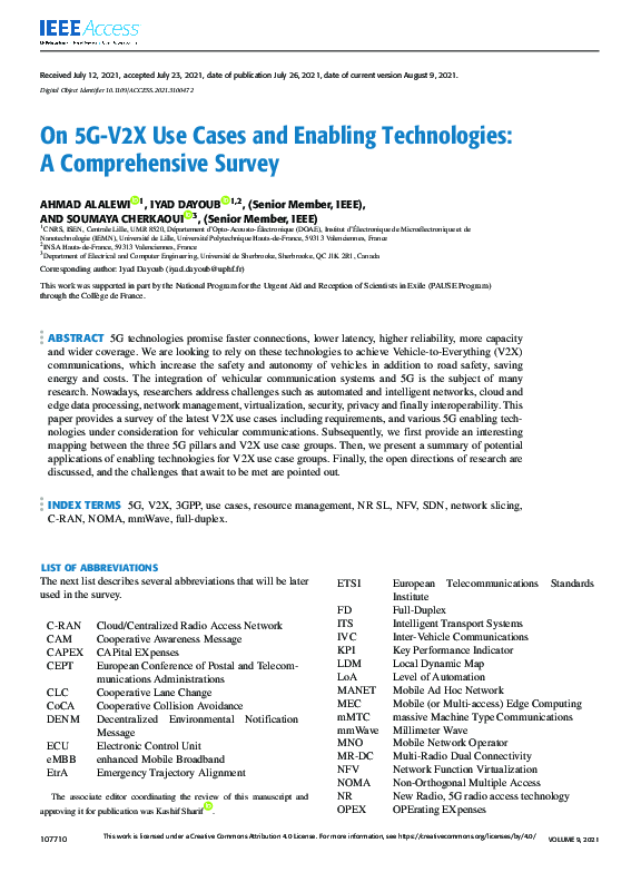 (PDF) On 5G-V2X Use Cases and Enabling Technologies: A Comprehensive Survey