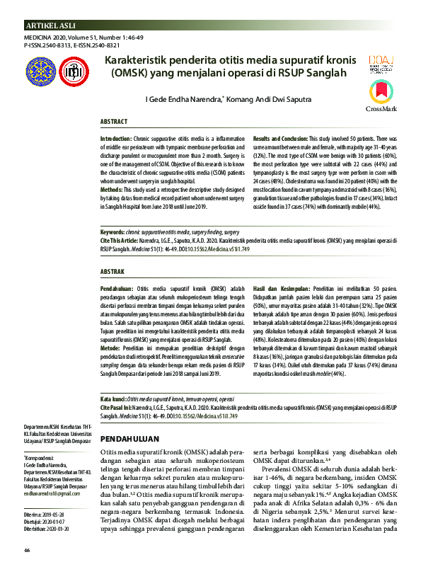 (PDF) Karakteristik penderita otitis media supuratif kronis (OMSK) yang ...
