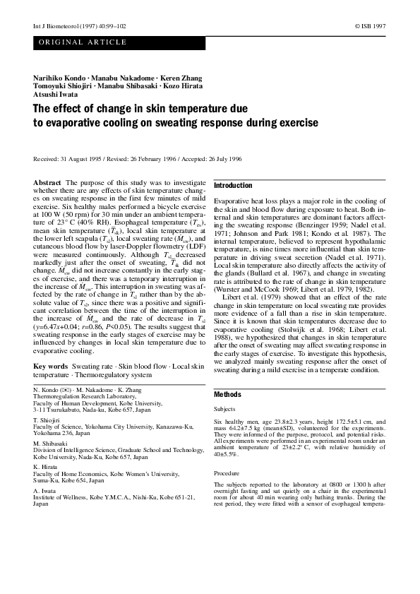(PDF) The effect of change in skin temperature due to evaporative ...