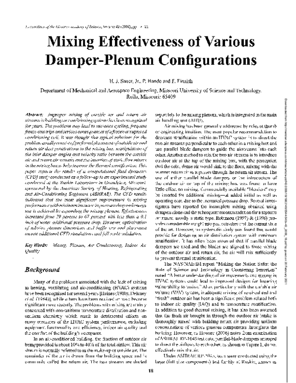 (PDF) Mixing Effectiveness of Various Damper-Plenum Configurations