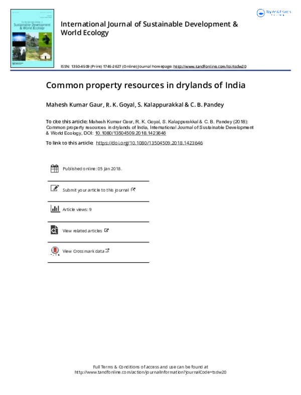(PDF) Common property resources in drylands of India
