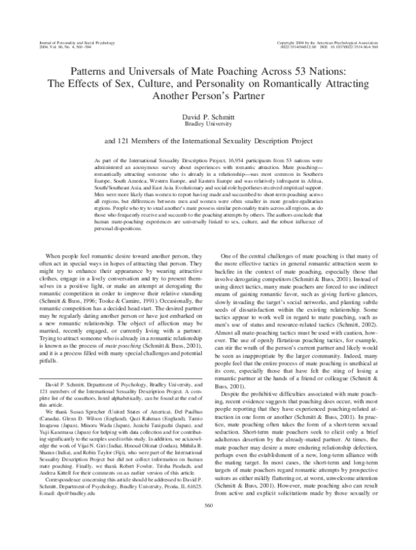 (PDF) Patterns and Universals of Mate Poaching Across 53 Nations: The ...