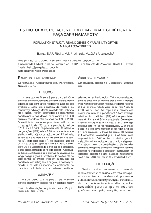 (PDF) Estrutura populacional e variabilidade genética da raça caprina ...