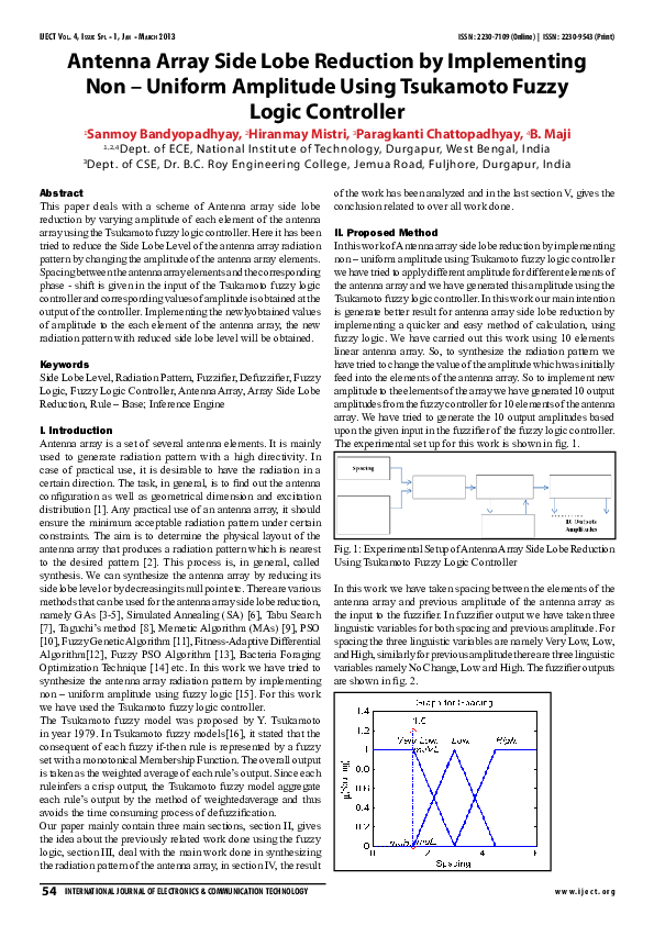 Pdf Antenna Array Side Lobe Reduction By Implementing Non Uniform Amplitude Using Tsukamoto