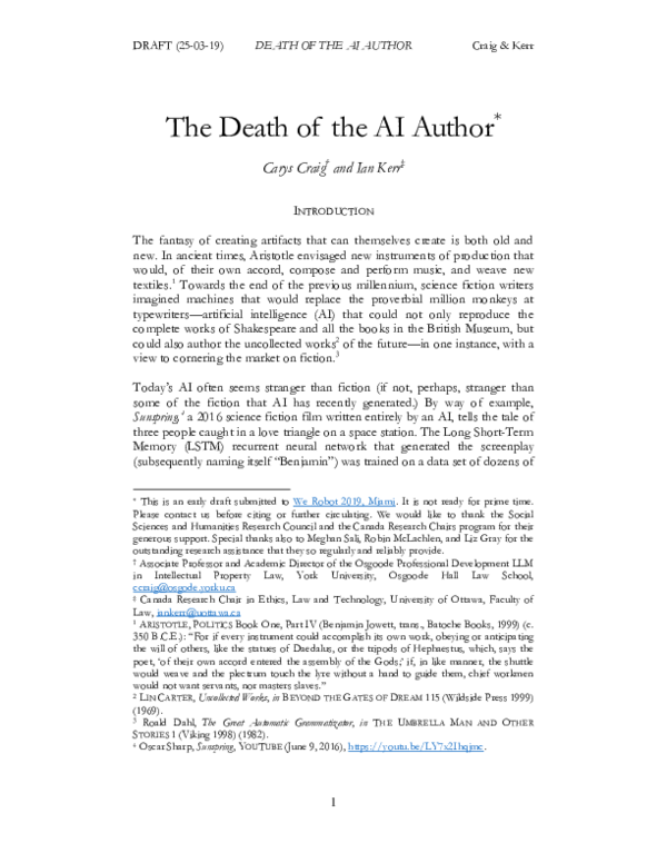 (PDF) The Death of the AI Author