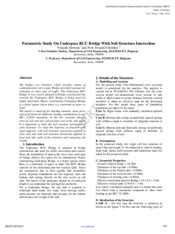 (PDF) Parametric Study On Underpass RCC Bridge With Soil Structure ...
