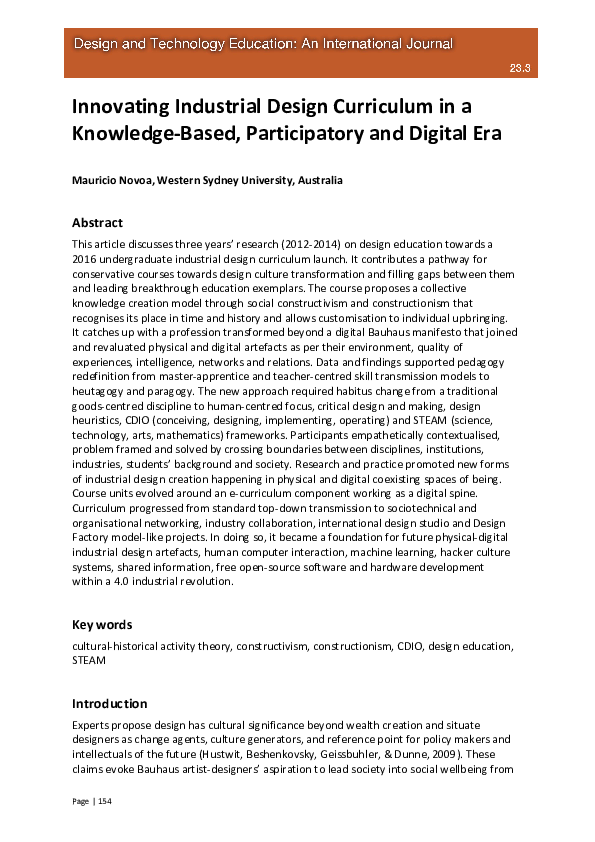 (PDF) Innovating Industrial Design Curriculum in a Knowledge-Based and ...