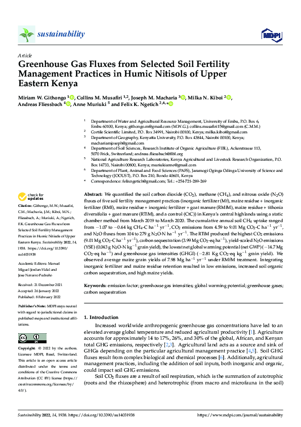 (PDF) Greenhouse Gas Fluxes from Selected Soil Fertility Management ...