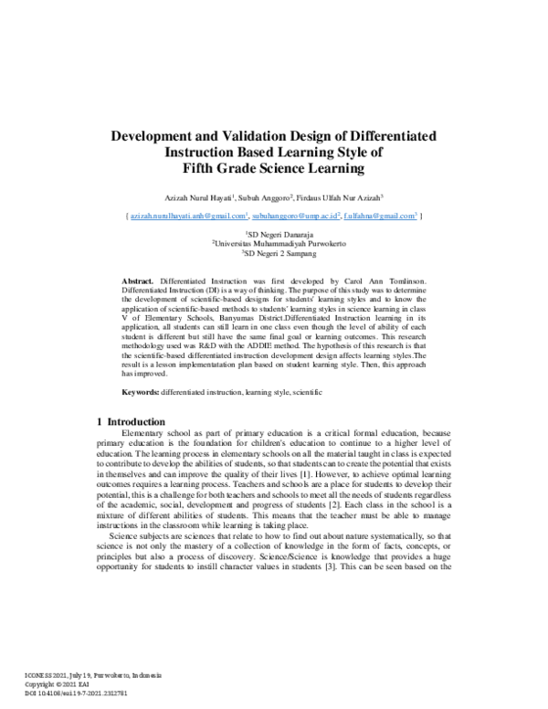 (PDF) Development and Validation Design of Differentiated Instruction ...