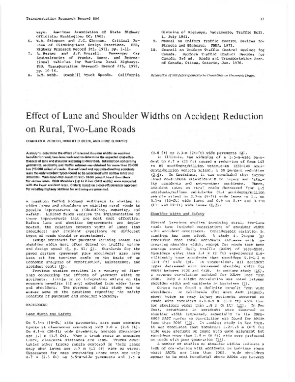 (PDF) Effect of Lane and Shoulder Widths on Accident Reduction on Rural ...