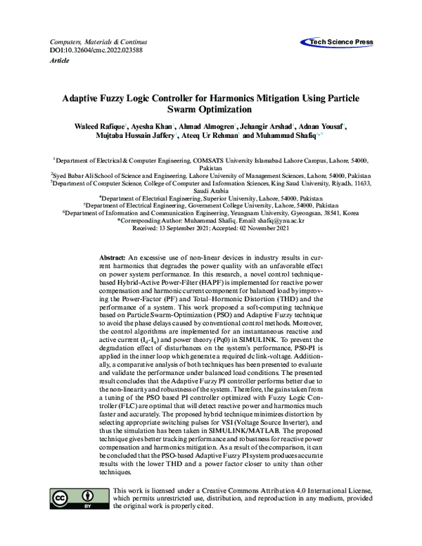 (PDF) Adaptive Fuzzy Logic Controller for Harmonics Mitigation Using Particle Swarm Optimization
