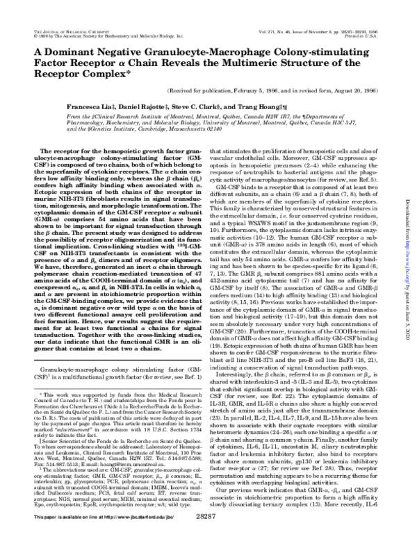 (PDF) A Dominant Negative Granulocyte-Macrophage Colony-stimulating ...