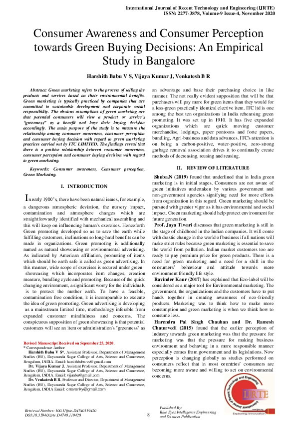(PDF) Consumer Awareness and Consumer Perception towards Green Buying ...