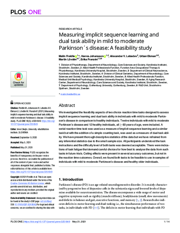 (PDF) Measuring implicit sequence learning and dual task ability in mild to moderate Parkinson´s ...