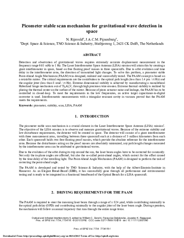 (PDF) Picometer stable scan mechanism for gravitational wave detection ...