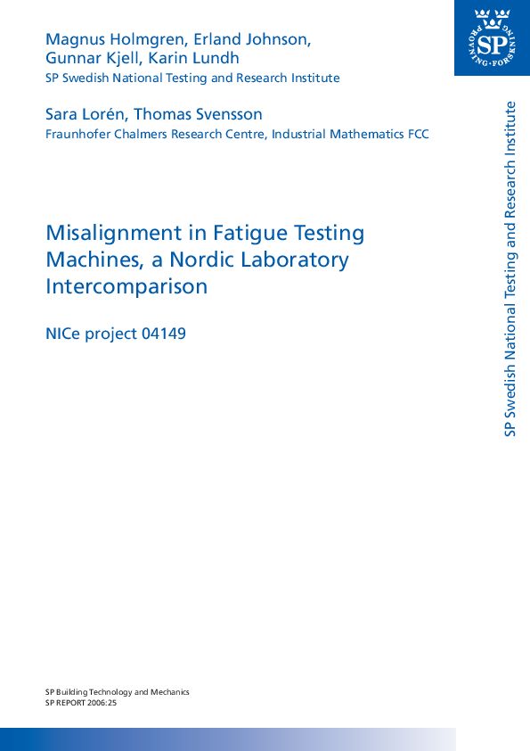 (PDF) Misalignment in Fatigue Testing Machines, a Nordic Laboratory ...