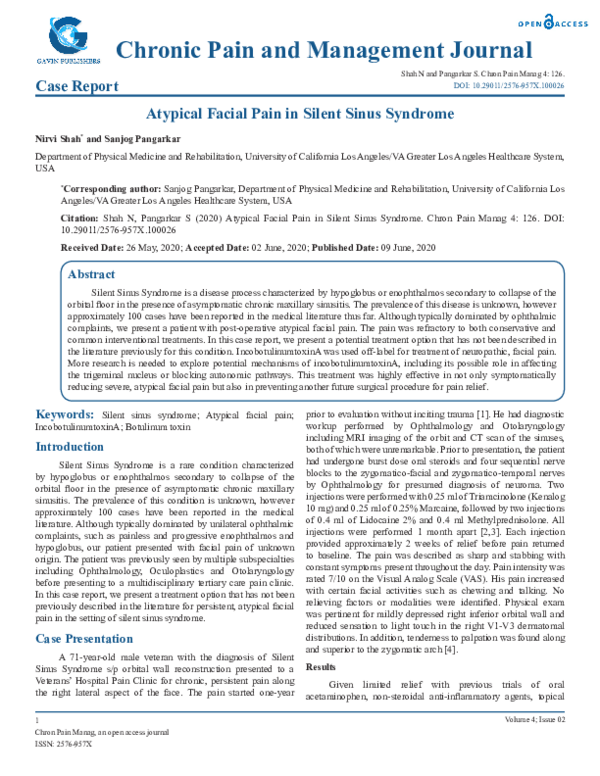 (PDF) Atypical Facial Pain in Silent Sinus Syndrome