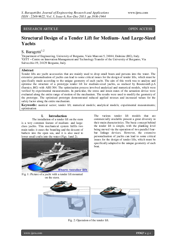 (PDF) Structural design of a tender lift for medium- and large-sized yachts