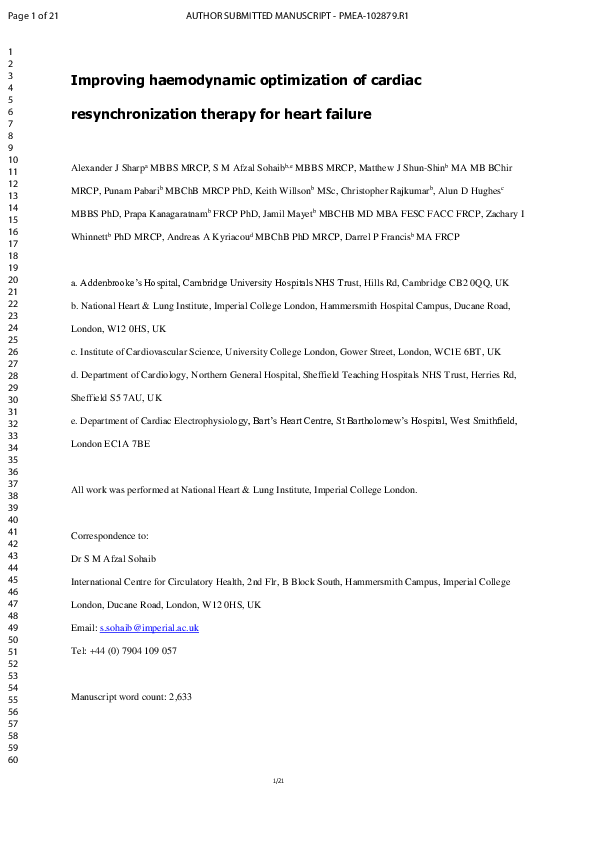 (PDF) Improving haemodynamic optimization of cardiac resynchronization ...