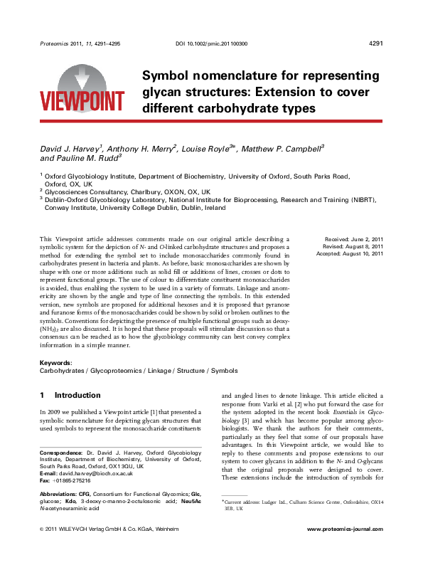(PDF) Symbol nomenclature for representing glycan structures: Extension ...