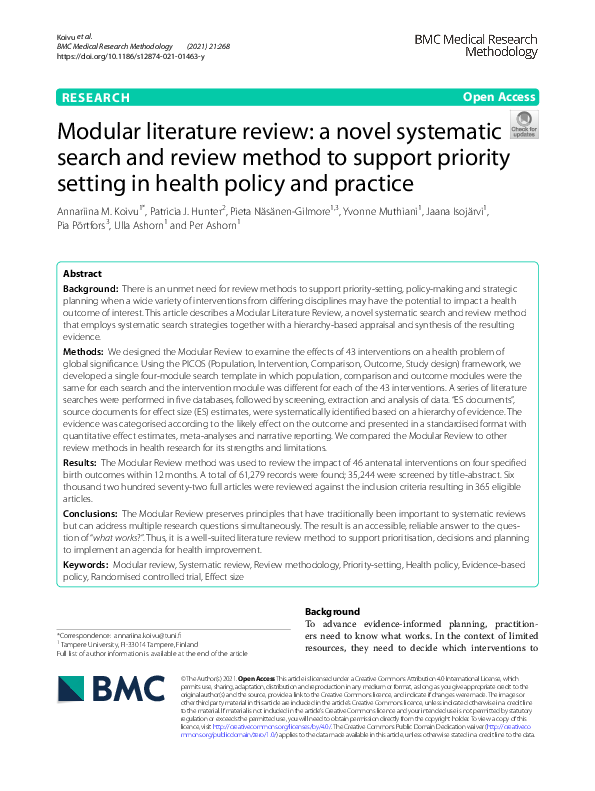 (PDF) Modular literature review: a novel systematic search and review ...