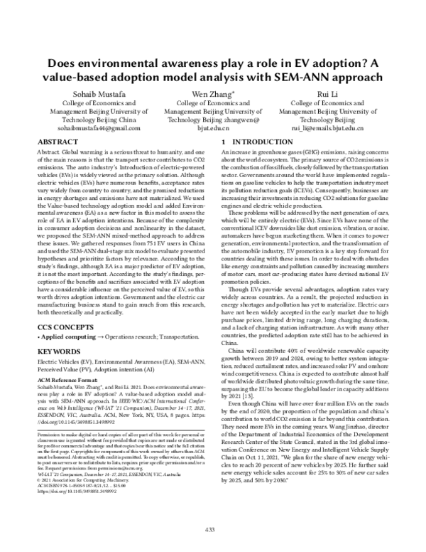 (PDF) Does environmental awareness play a role in EV adoption? A value ...
