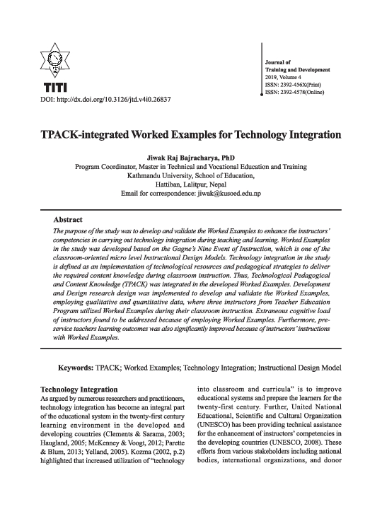 (PDF) TPACK-integrated Worked Examples for Technology Integration | Dr ...