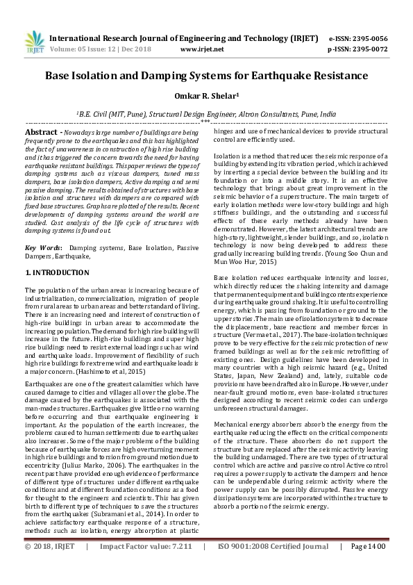 (PDF) Damping Systems and Base Isolation for Earthquake Resistance