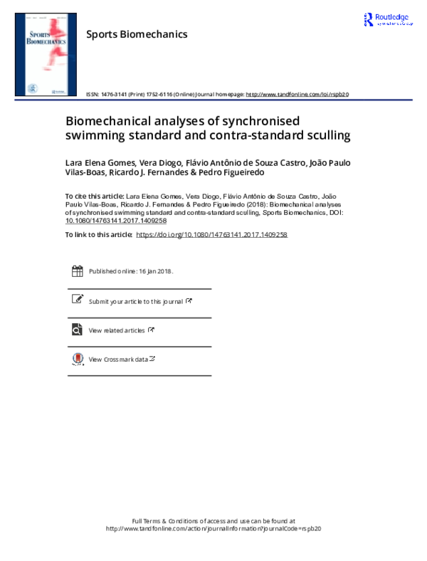 (PDF) Biomechanical analyses of synchronised swimming standard and ...