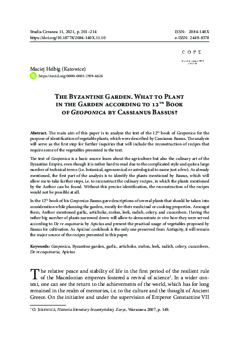 (PDF) The Byzantine Garden. What to Plant in the Garden according to ...