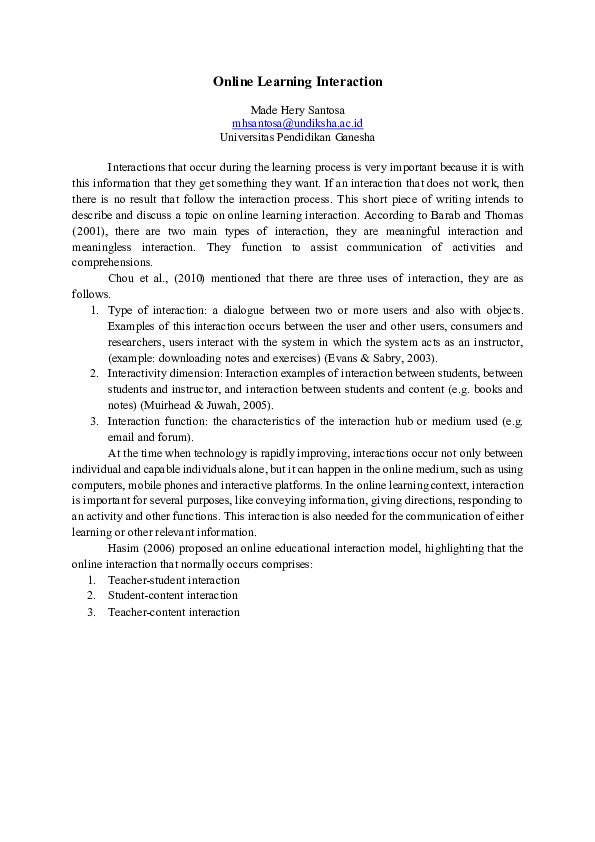 (PDF) Online Learning Interaction