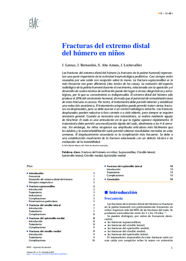 (PDF) Fracturas del extremo distal del húmero en niños