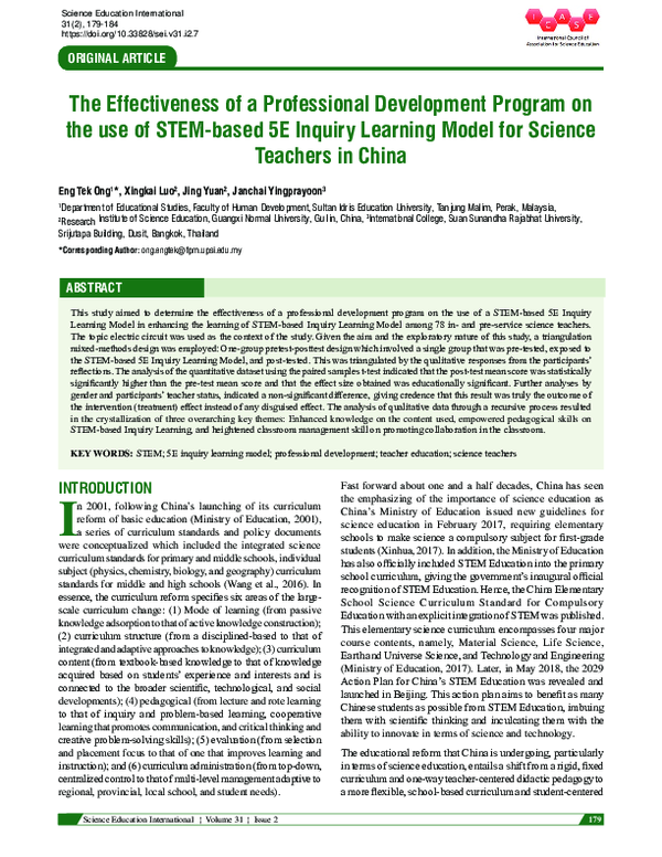 (PDF) THE The Effectiveness of a Professional Development Program on ...