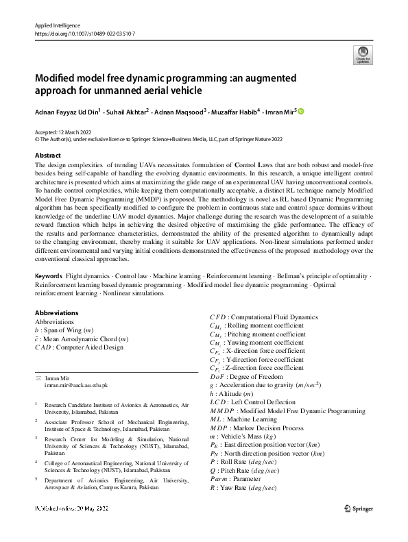 (PDF) Modified model free dynamic programming :an augmented approach ...