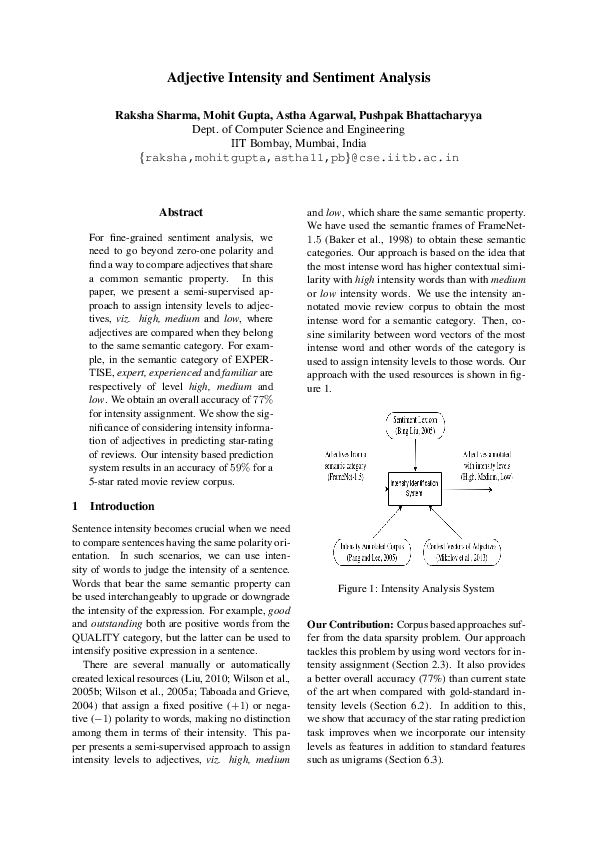 (PDF) Adjective Intensity and Sentiment Analysis