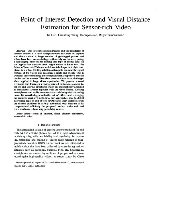 (PDF) Point of Interest Detection and Visual Distance Estimation for ...