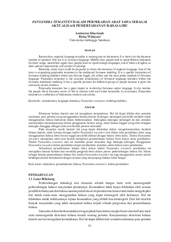 (PDF) Panyandra Temanten Dalam Pernikahan Adat Jawa Sebagai Aktualisasi ...
