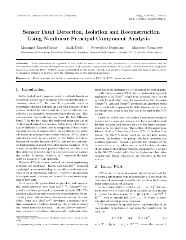(PDF) Sensor fault detection, isolation and reconstruction using ...