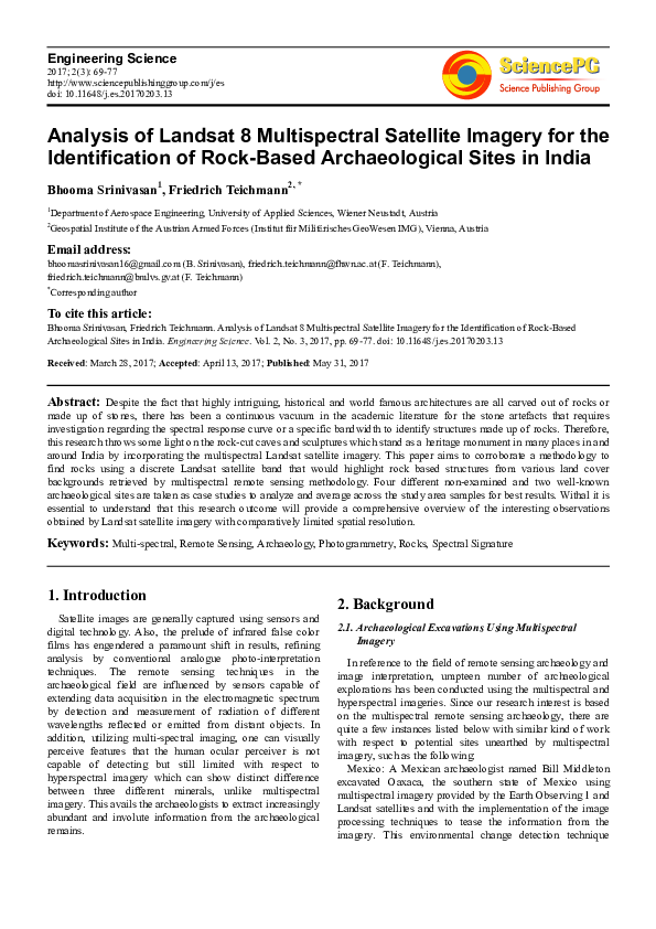 (PDF) Analysis of Landsat 8 Multispectral Satellite Imagery for the ...