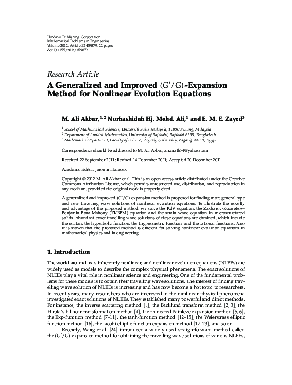 (PDF) A Generalized and Improved(G′/G)-Expansion Method for Nonlinear ...